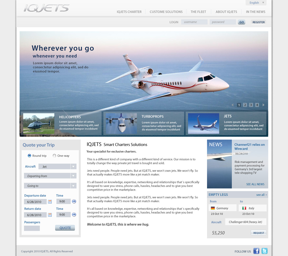 Private Jets Website, a Web & Mobile Design project by geronomof ...