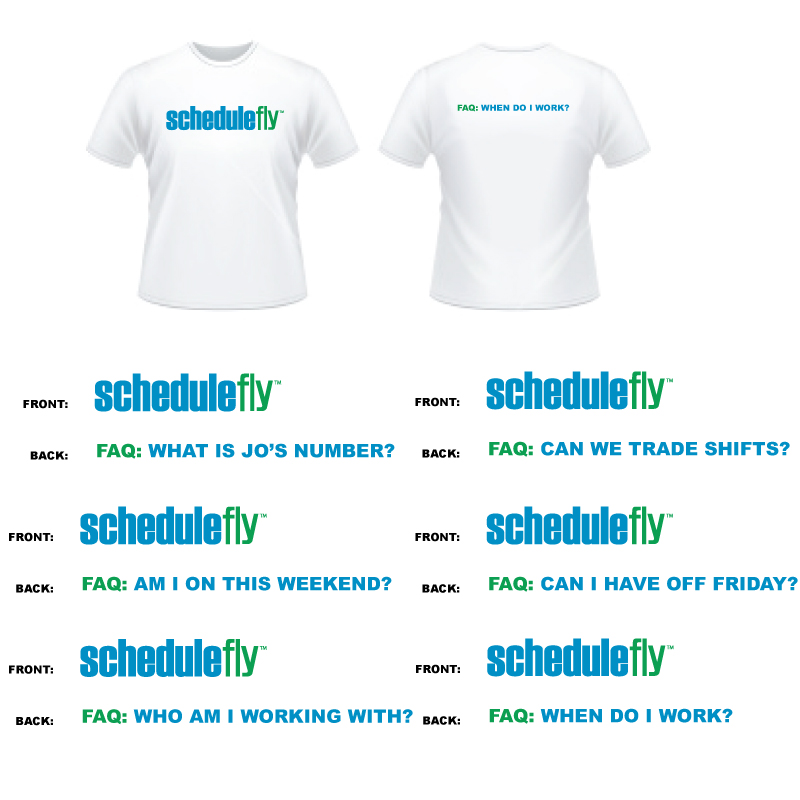 Fun Creative T-Shirt for Schedulefly a web 2.0 restaurant emploee ...