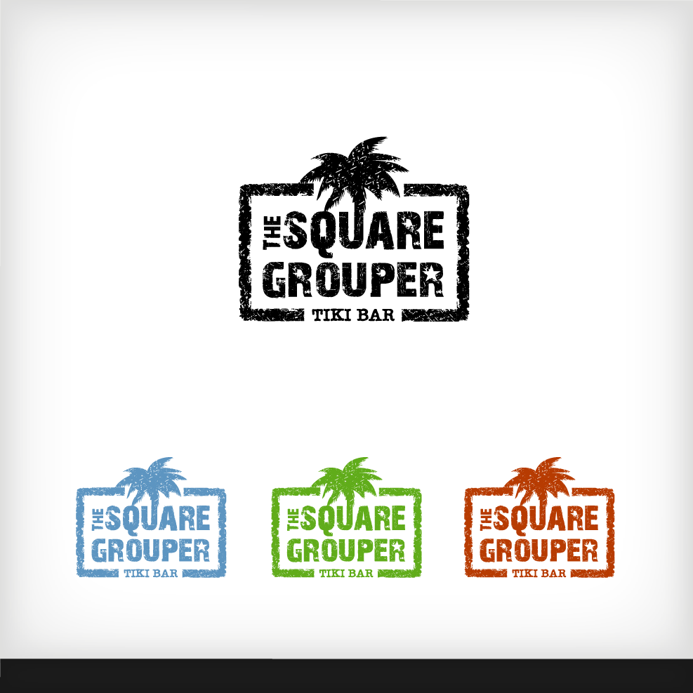 Square Grouper Tiki Bar logo for a Funky Bar in the Bahamas, a Logo ...